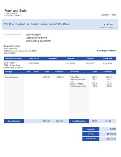 Modern Stub Sample Templates PayStubCreator